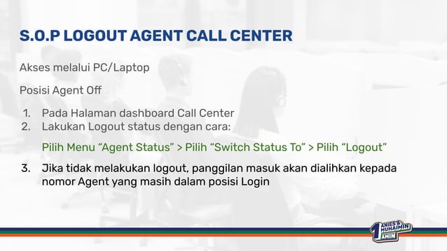 SOP & FLOW AGENT CALL CENTER TIMNAS AMIN | PPT