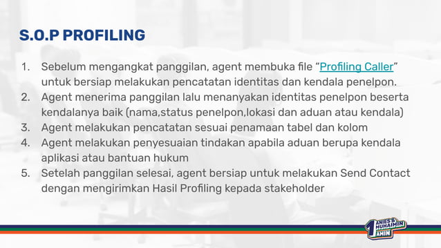 SOP & FLOW AGENT CALL CENTER TIMNAS AMIN | PPT