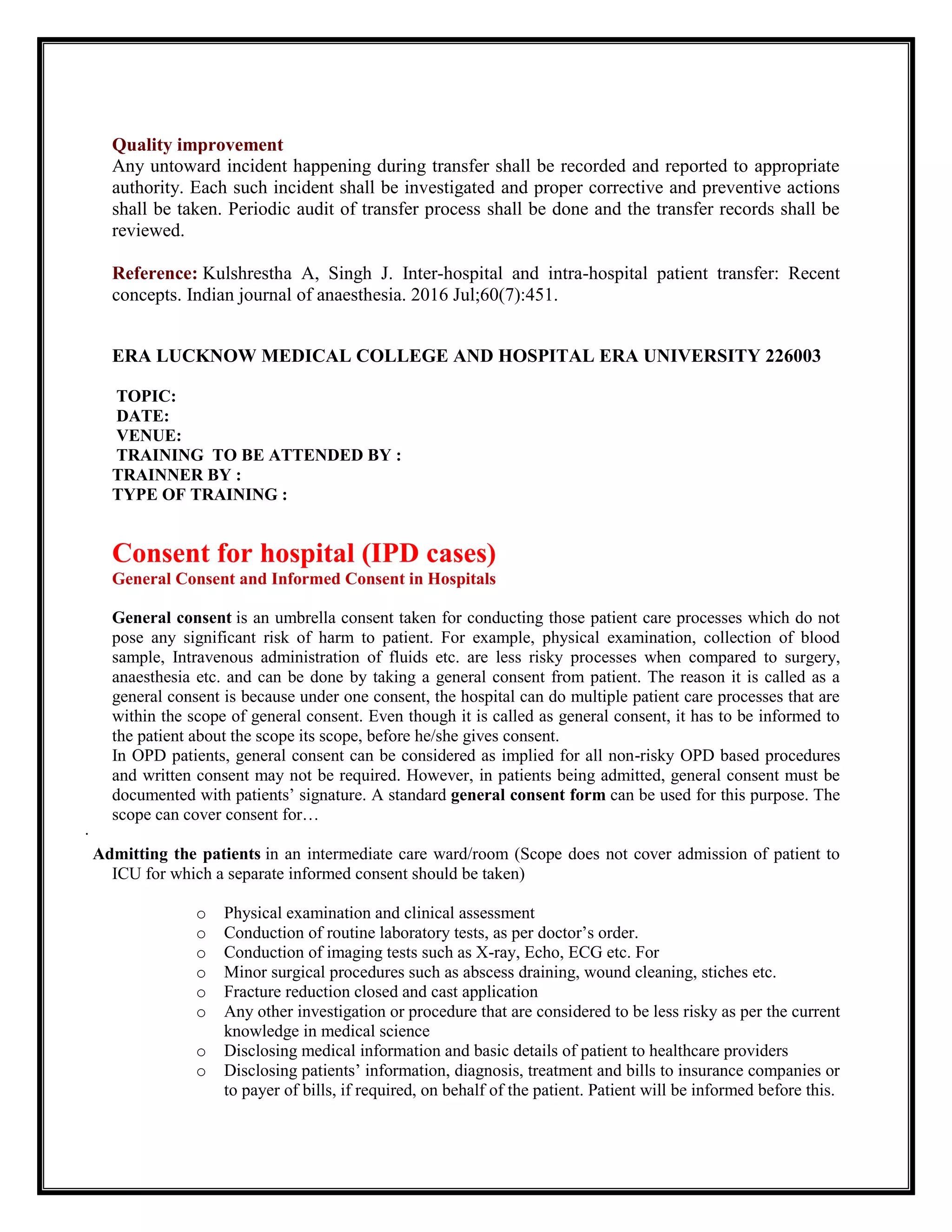 SOP for Admission of patient procedure.docx