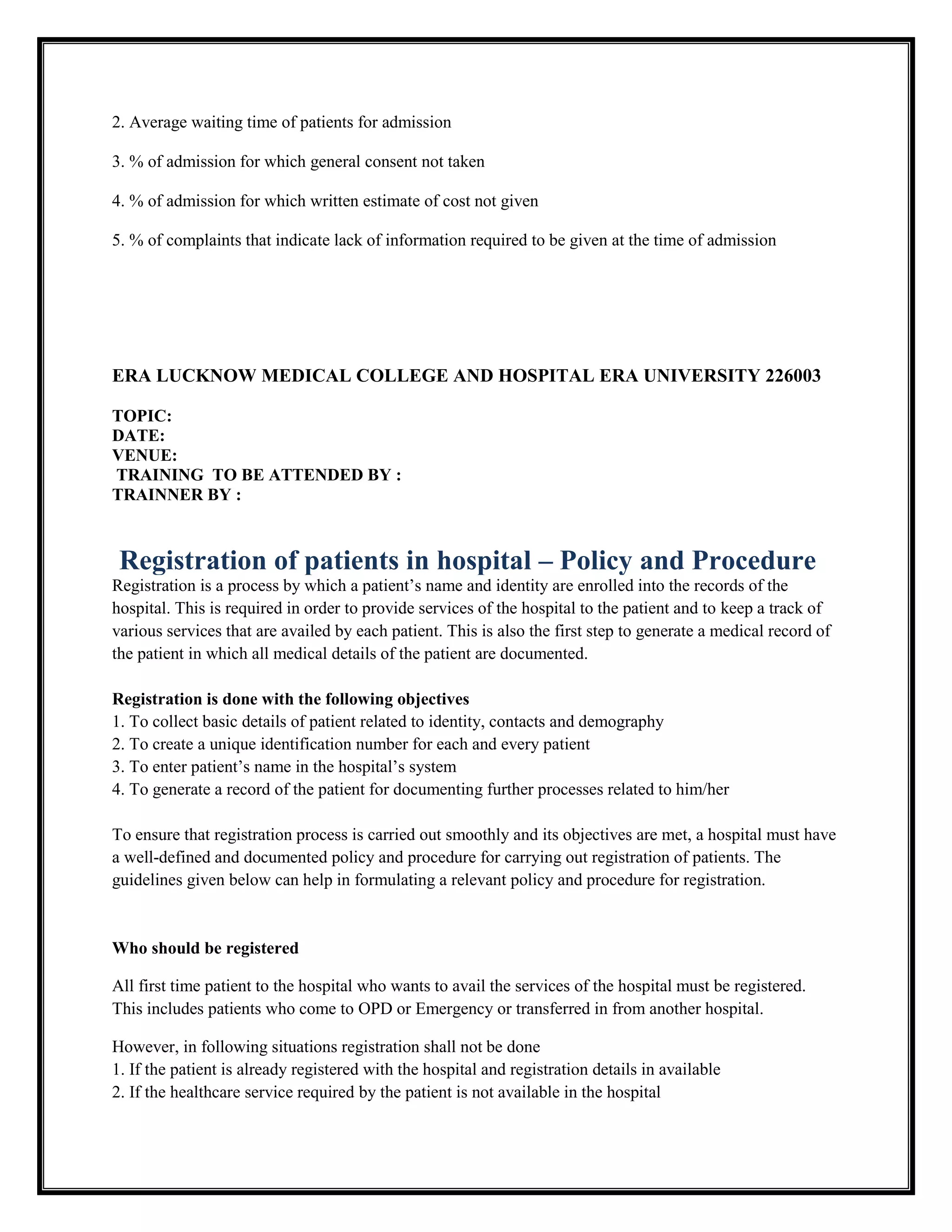 SOP for Admission of patient procedure.docx