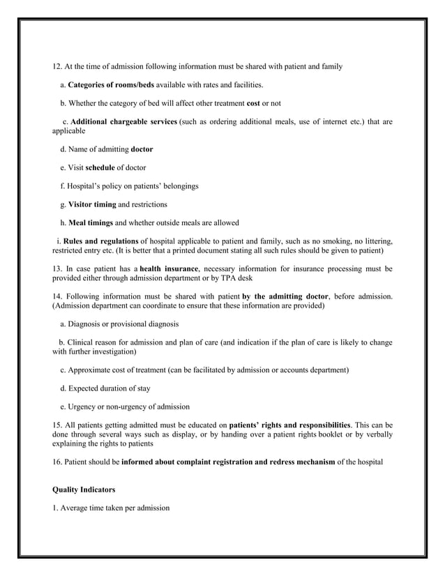 SOP for Admission of patient procedure.docx | Healthcare Industry ...