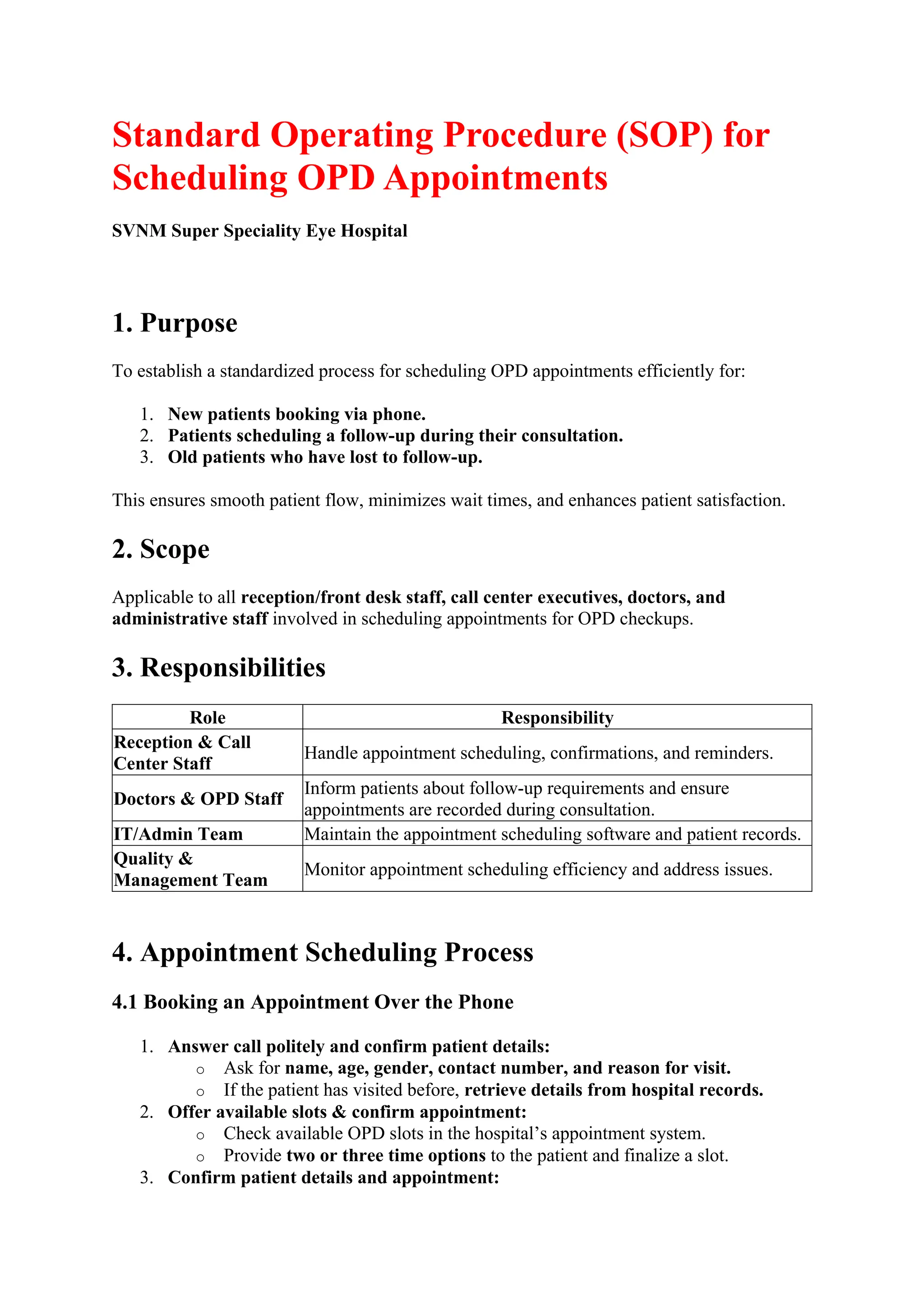 SOP - for Scheduling OPD Appointment.docx