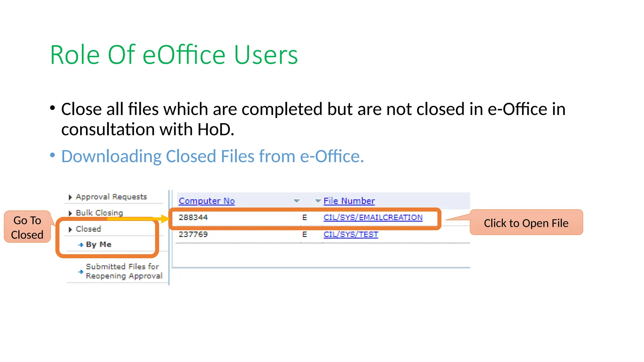 SOP for Downloading Files & Receipts from e-Office 30042021 | PPTX