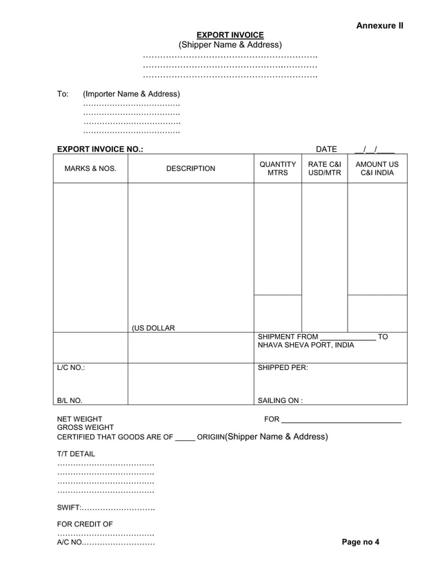 Sop for export import for textile | PDF