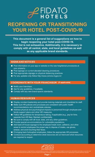 SOP for hotels and resorts post COVID by fidato hotels | PDF ...