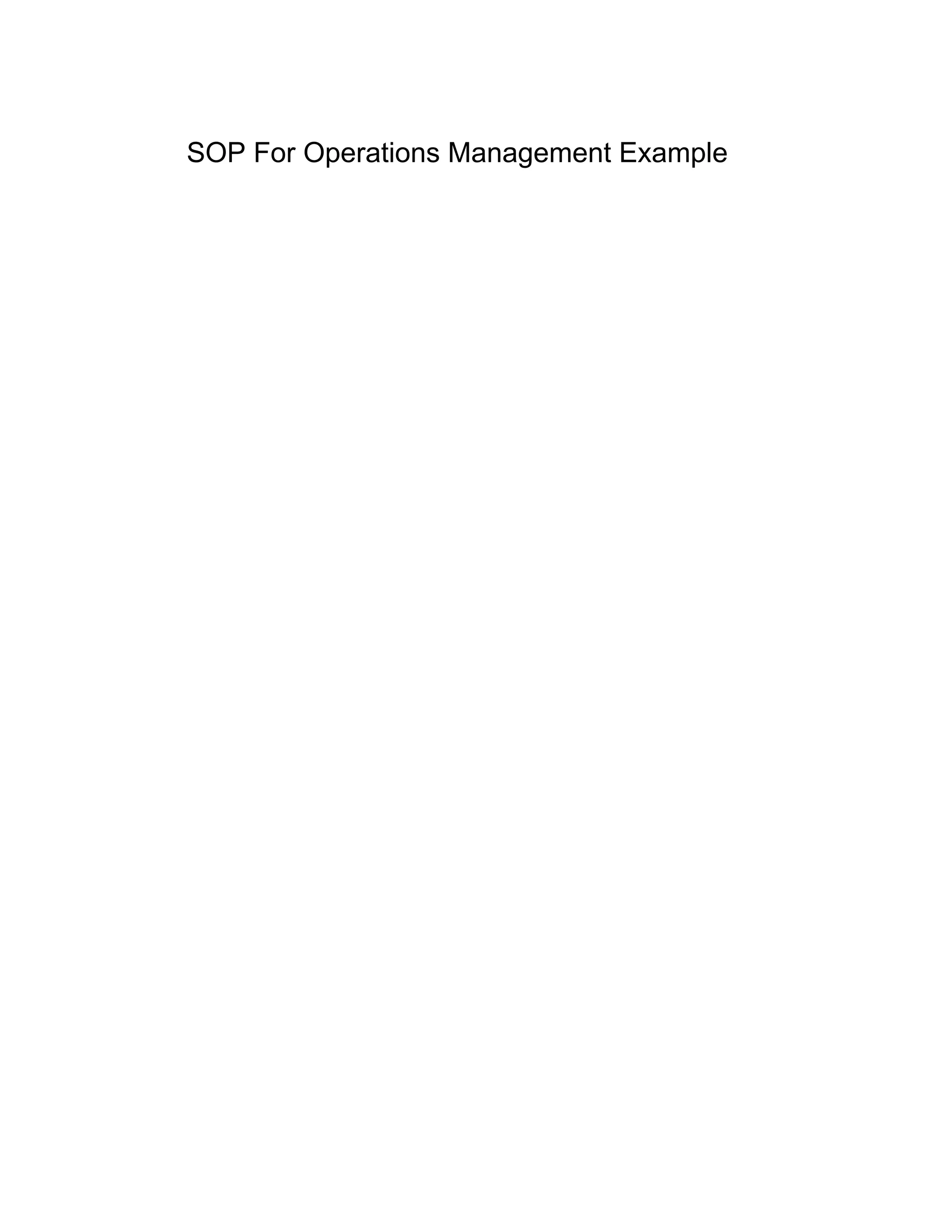 SOP For Operations Management Example | PDF