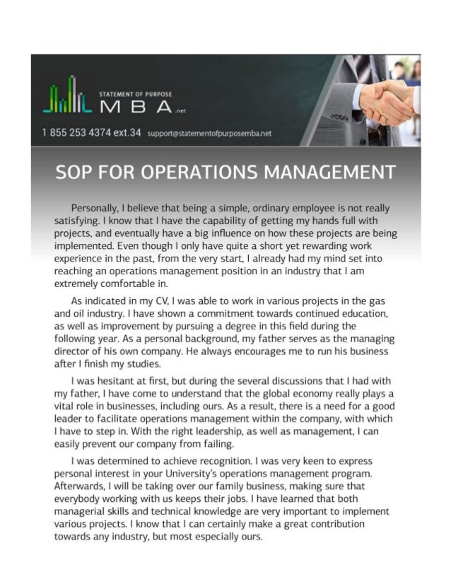 SOP For Operations Management Example