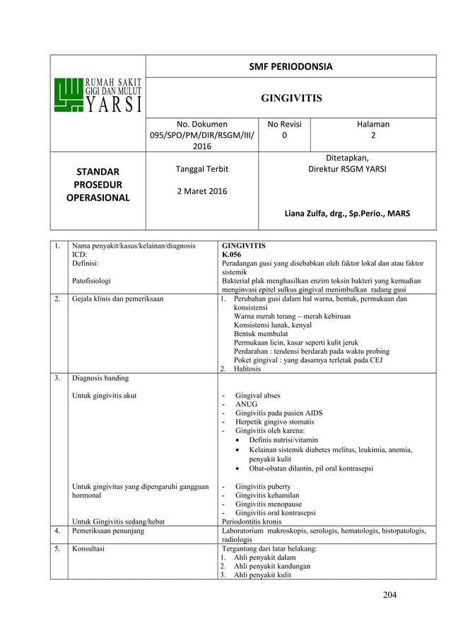 Sop gingivitis | PDF