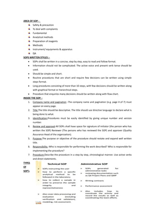 Standard Operation Procedure (SOP) | PDF