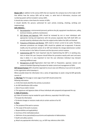 Standard Operation Procedure (SOP) | PDF