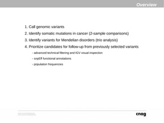 Variant calling and how to prioritize somatic mutations and inheritated variants in NGS data: an ...