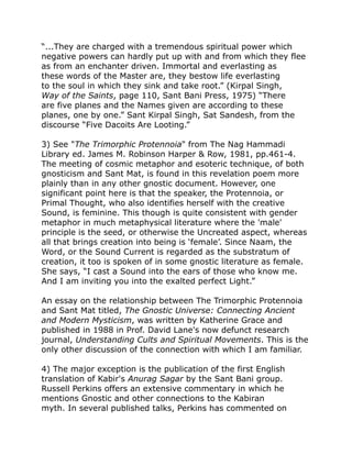 Sophia's passion: Sant Mat and the Gnostic Myth of Creation | PDF