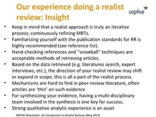 Sophie methods: an introduction to realist review | PPT