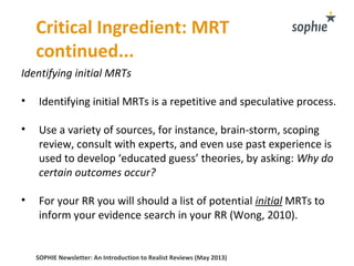 Sophie methods: an introduction to realist review | PPT