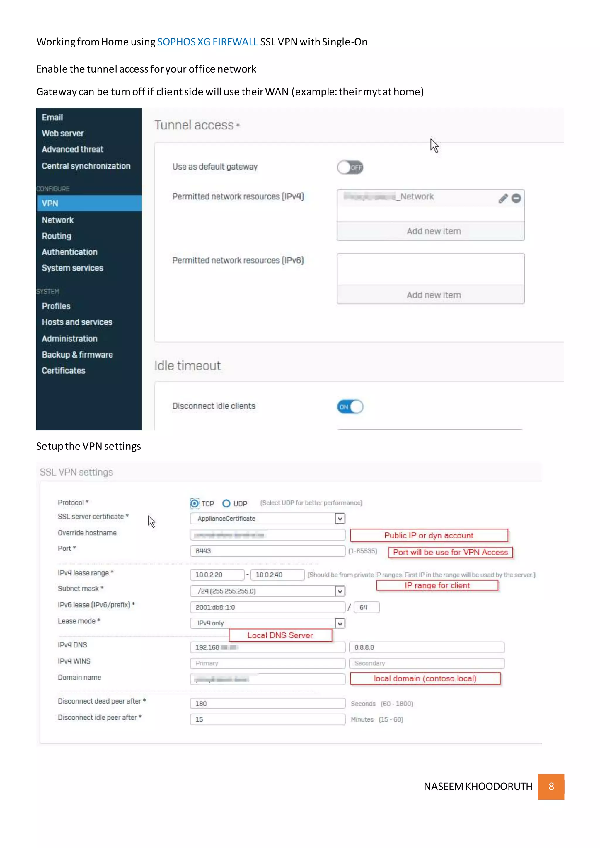 Sophos XG FIREWALL SSL VPN Configuration | DOCX