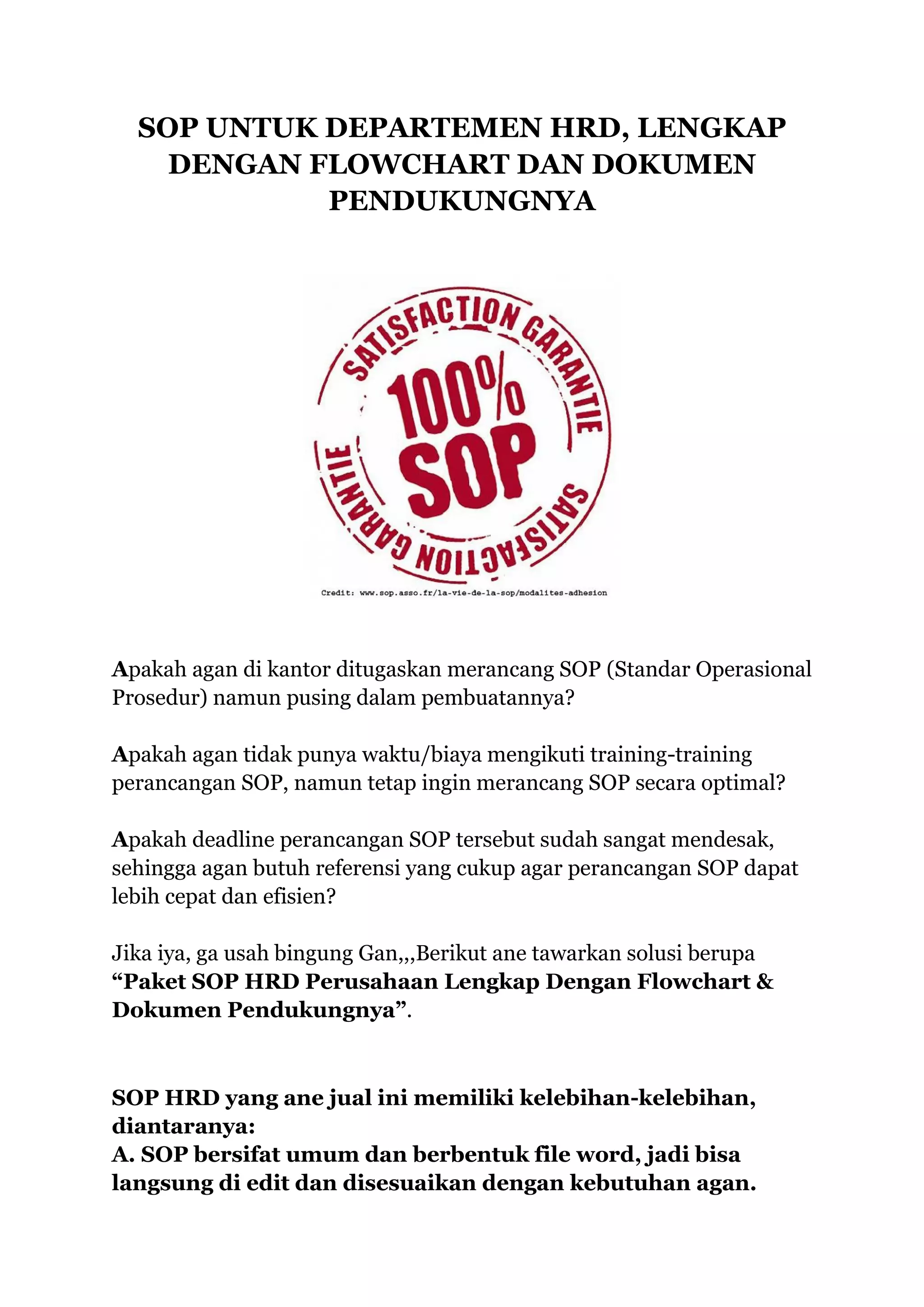 Standar Operasional Prosedur (SOP) HRD | PDF