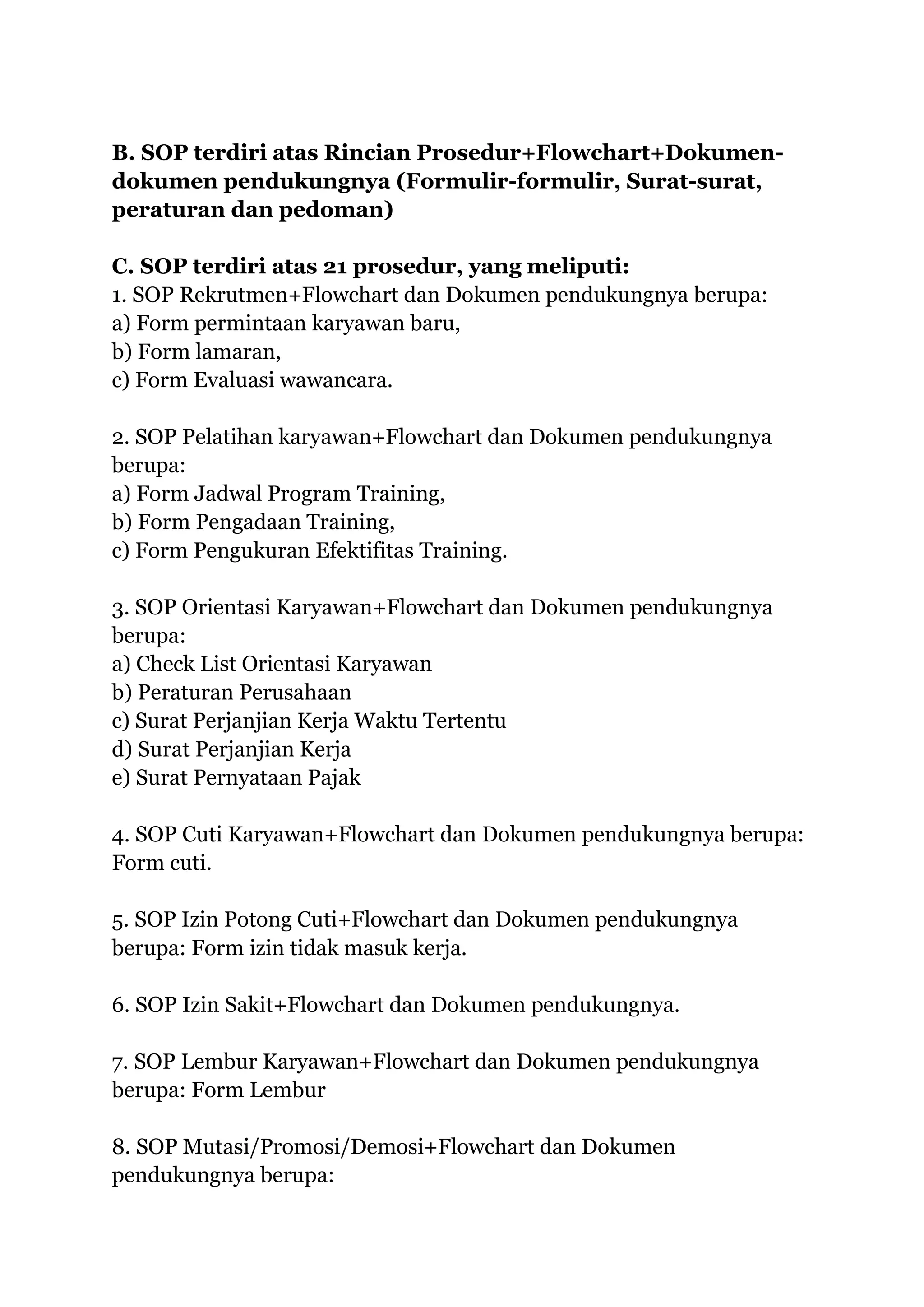 Standar Operasional Prosedur (SOP) HRD | PDF