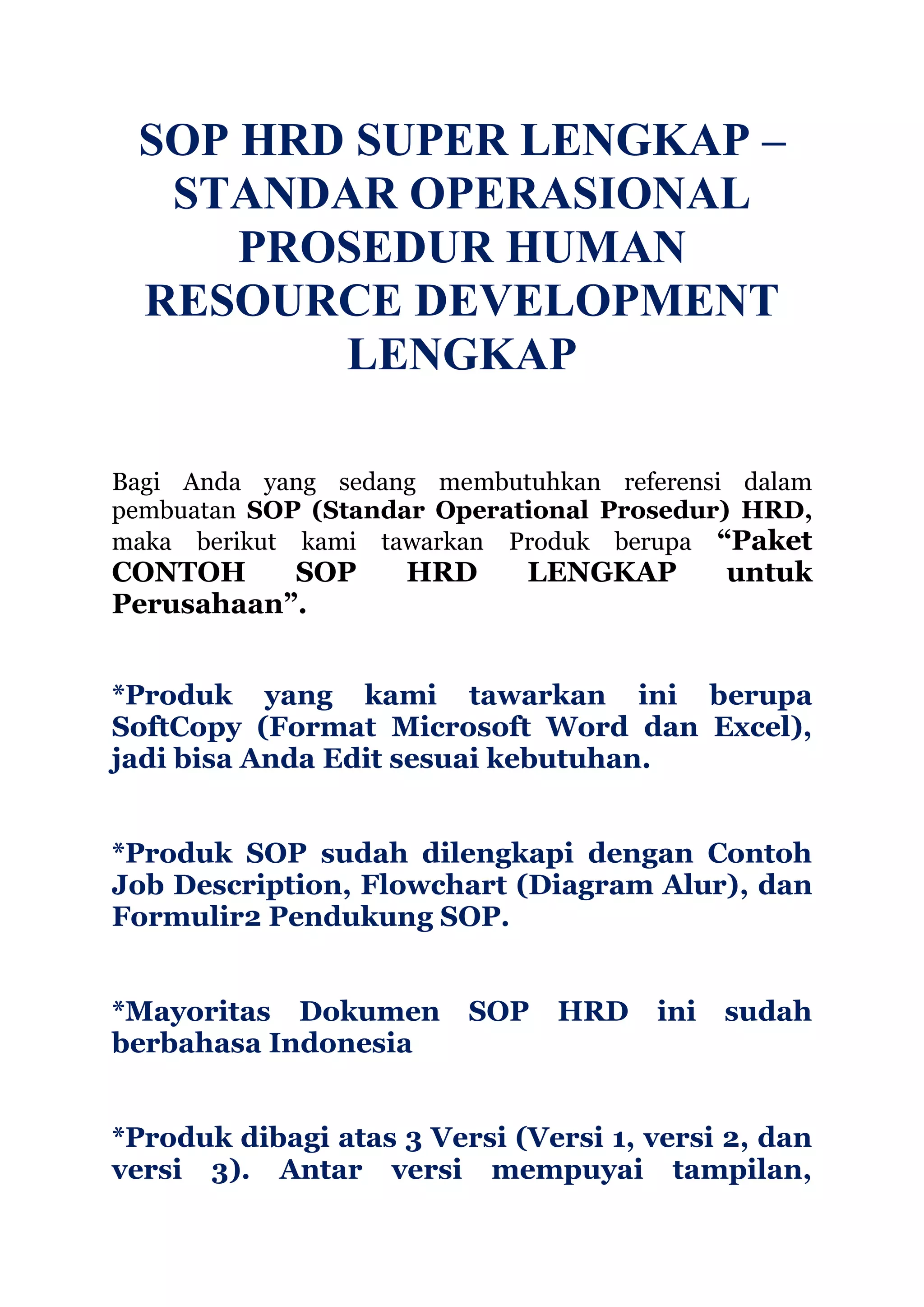 Contoh SOP HRD Lengkap | PDF