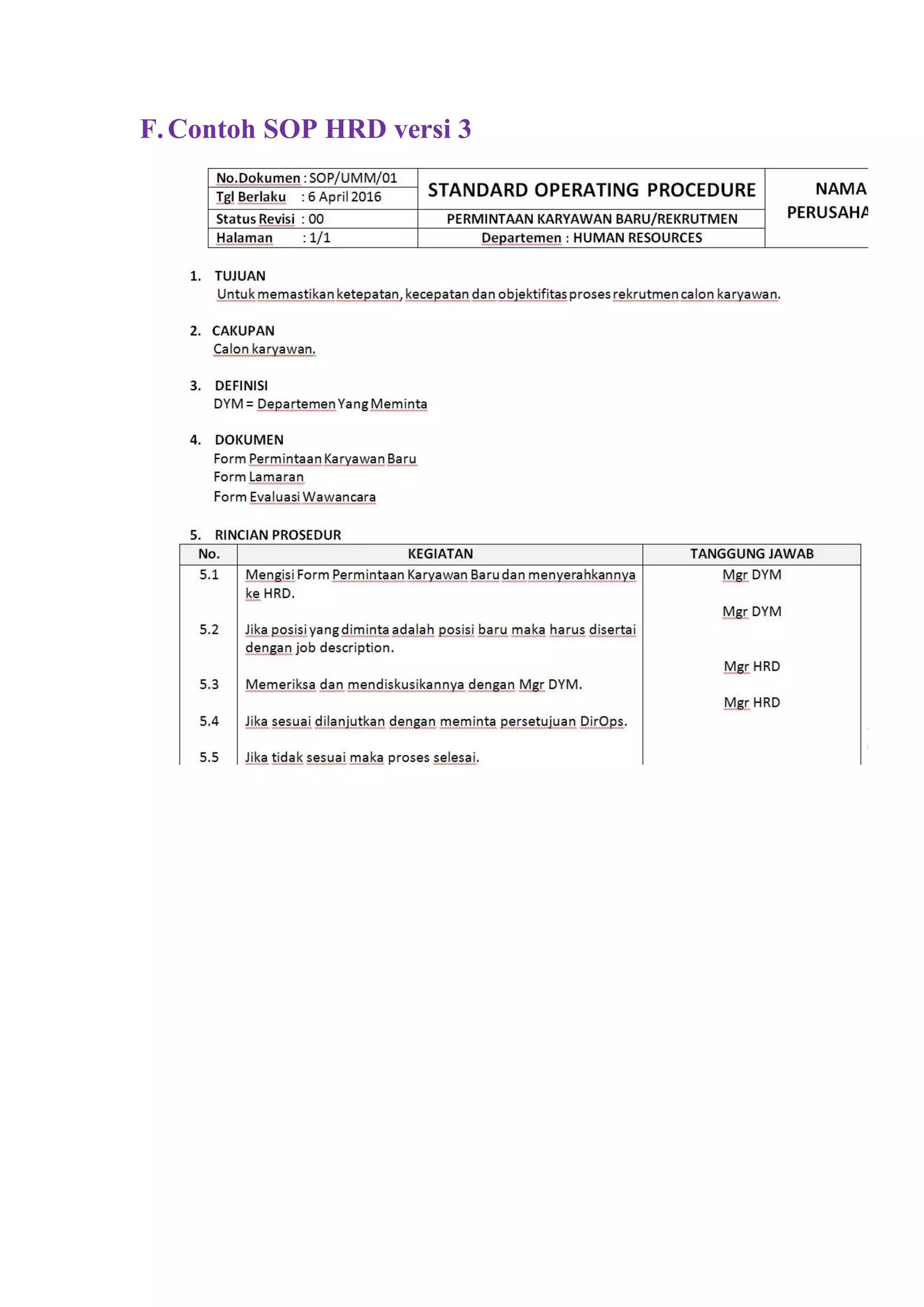 Contoh SOP HRD Lengkap | PDF