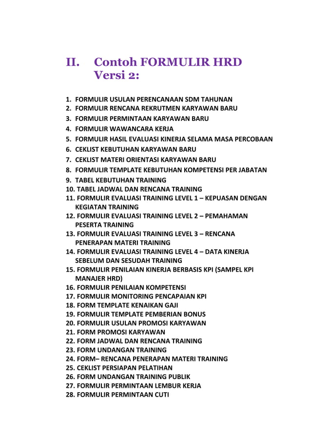 Contoh SOP HRD Lengkap | PDF