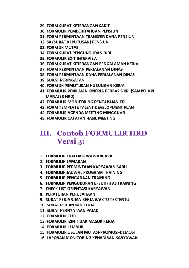 Contoh SOP HRD Lengkap | PDF