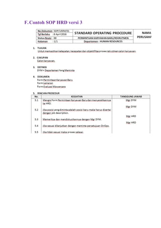 Contoh SOP HRD Lengkap | PDF