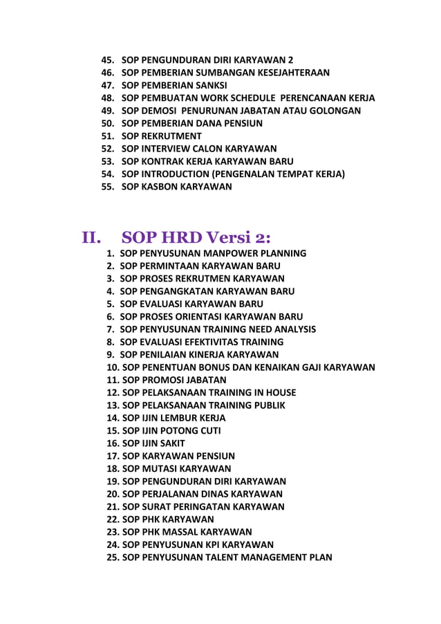 Contoh SOP HRD Lengkap | PDF