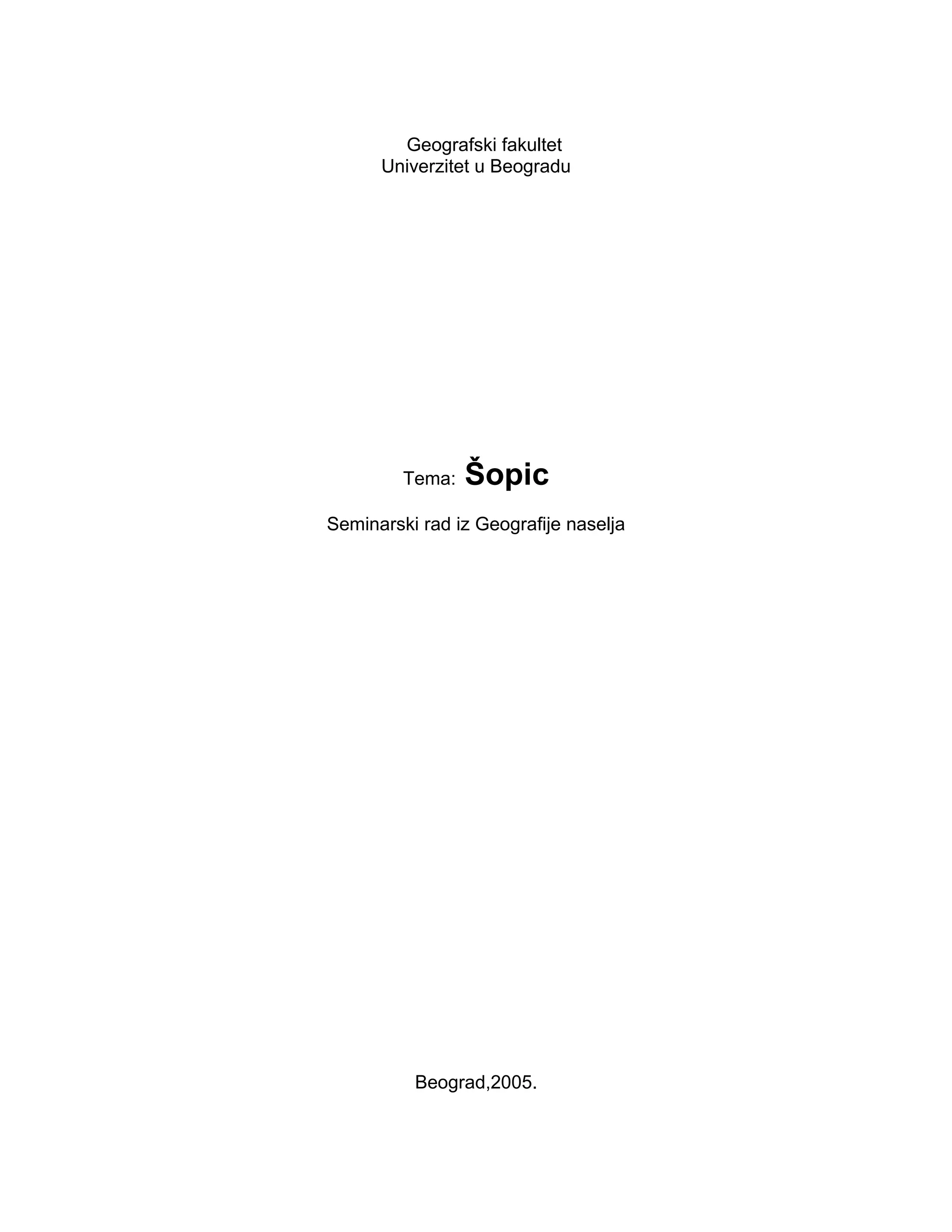 Sopic geografija naselja | PDF
