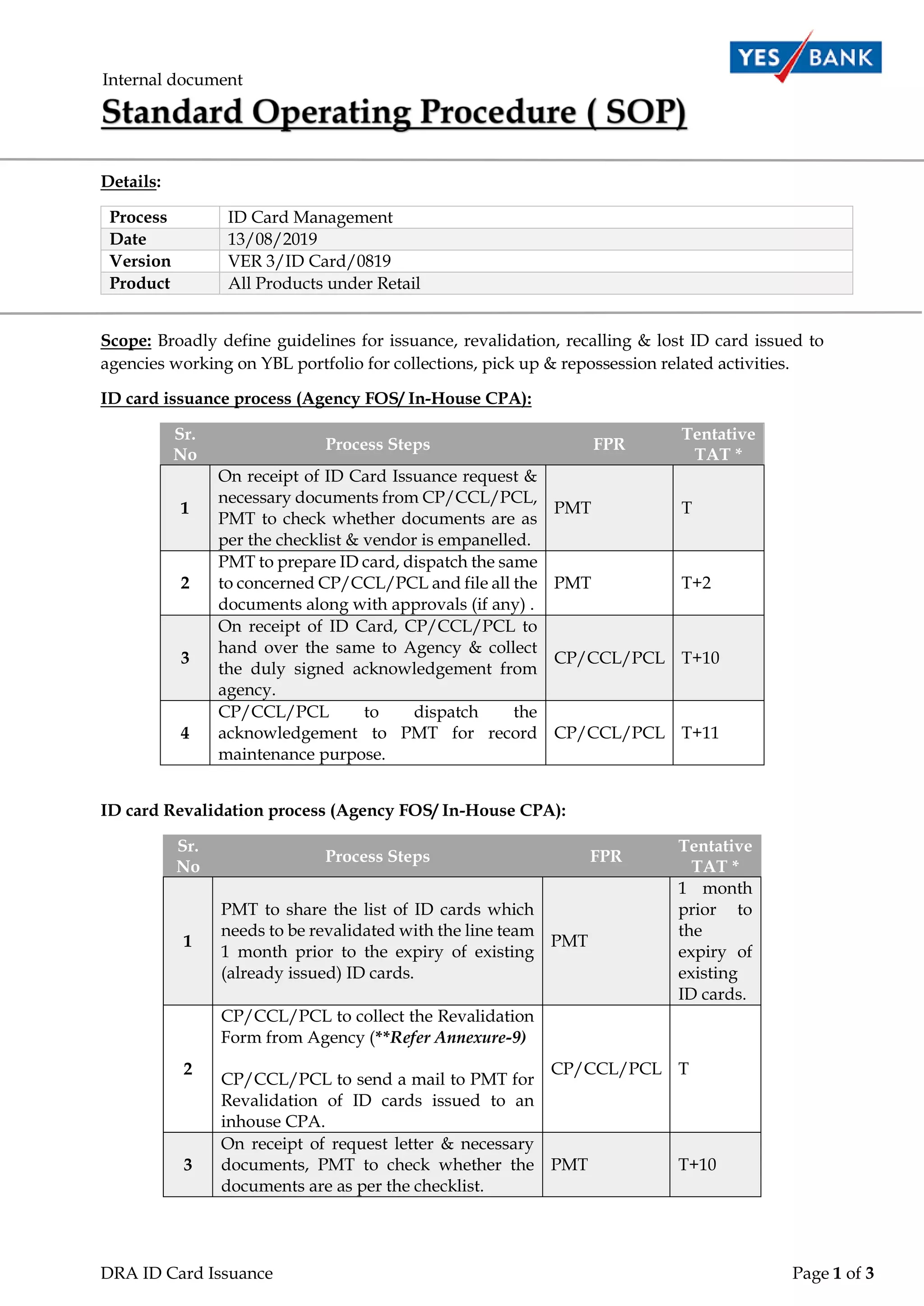 Sop id card management version 3 | PDF