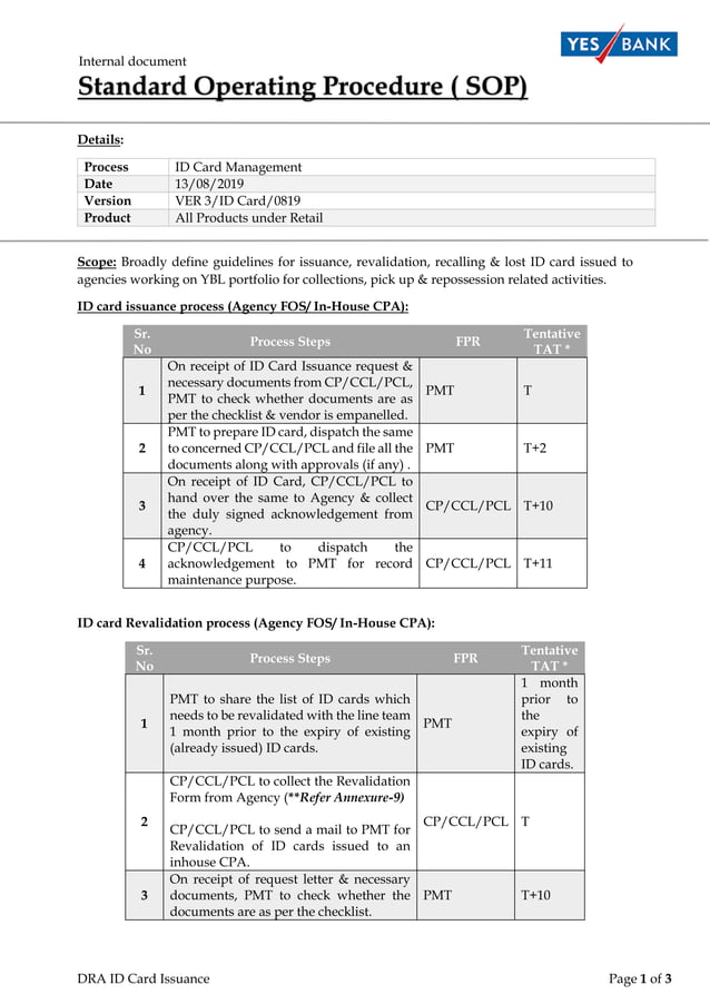 Sop id card management version 3 | PDF