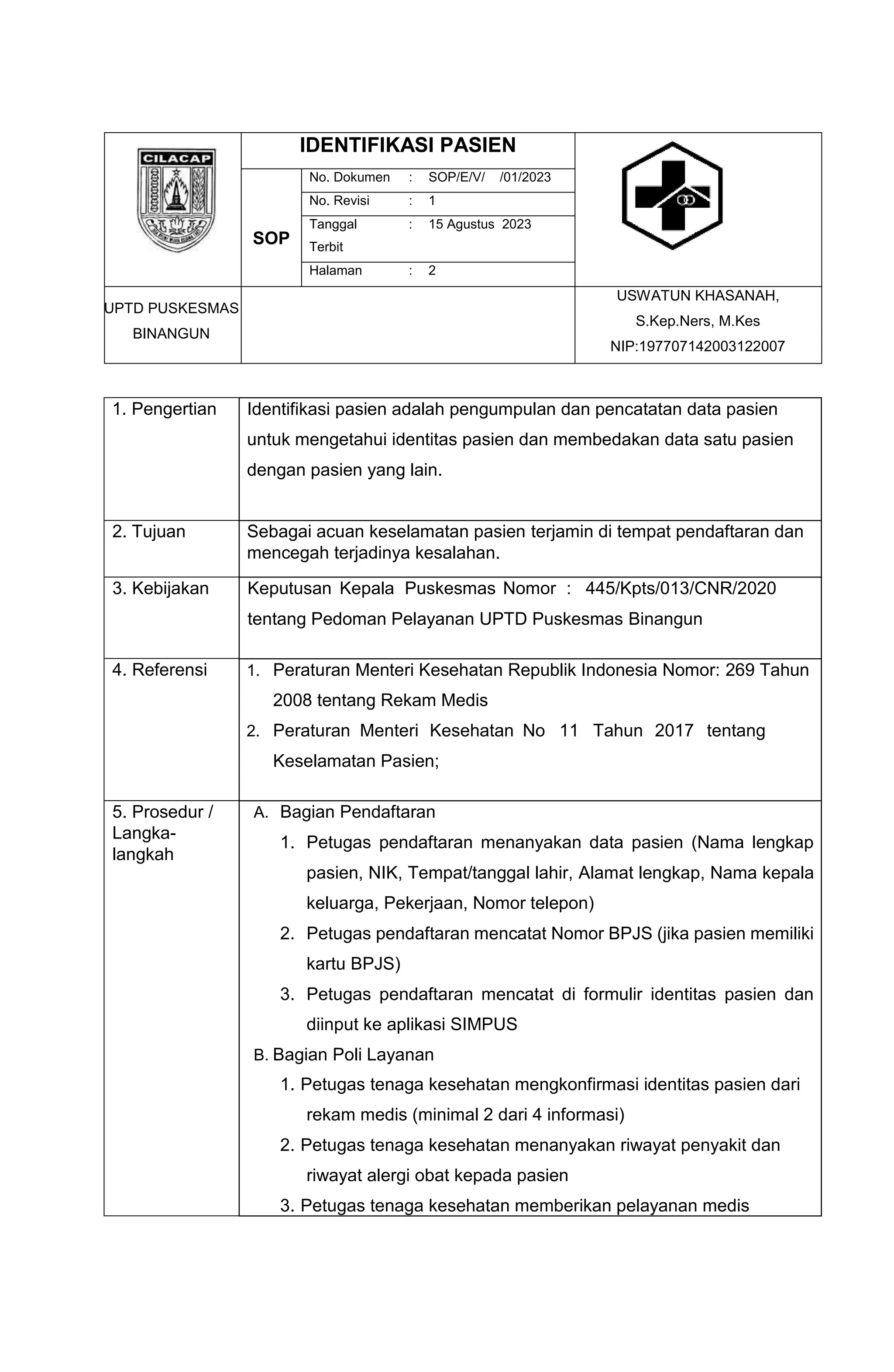 SOP INDENTIFIKASI PASIEN OK.docx
