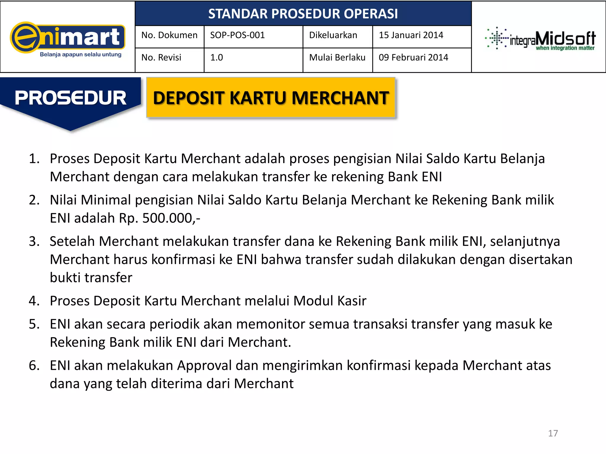 SOP iPos merchant enimart v.1.0 | PDF