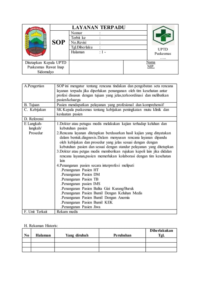 Sop layanan terpadu | PDF
