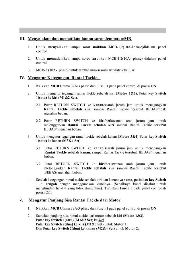 OPERATION MANUAL MOVABLE BRIDGE (MB) | DOC
