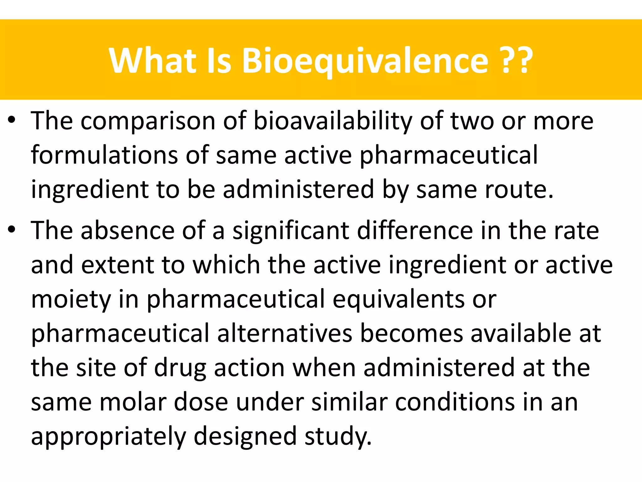 Bioequivalence studies : A statistical approach through "R" | PPTX