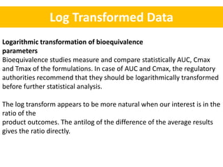 Bioequivalence studies : A statistical approach through "R" | PPTX