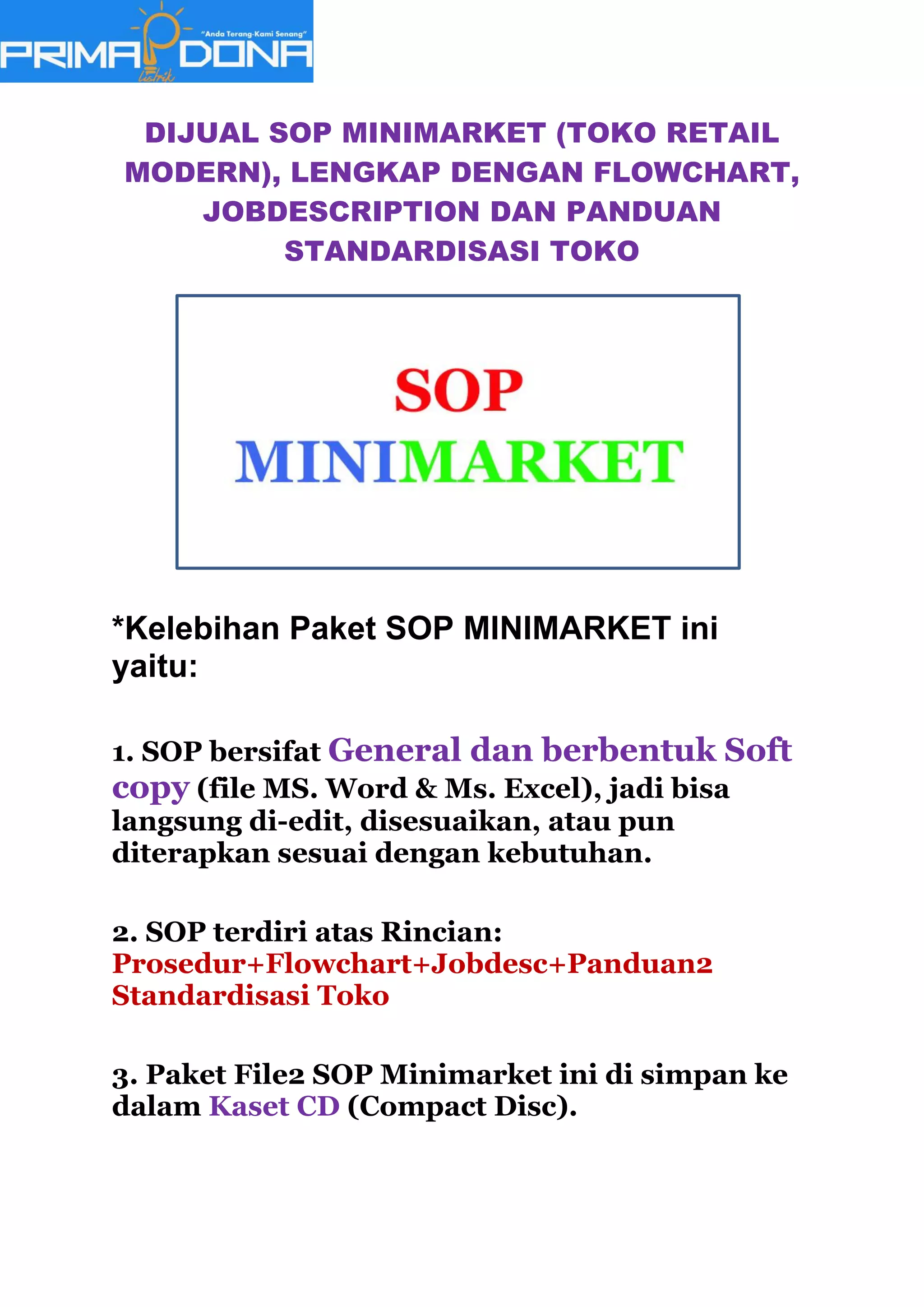 Standar Operasional Prosedur (SOP) Minimarket (Toko Retail Modern) | PDF