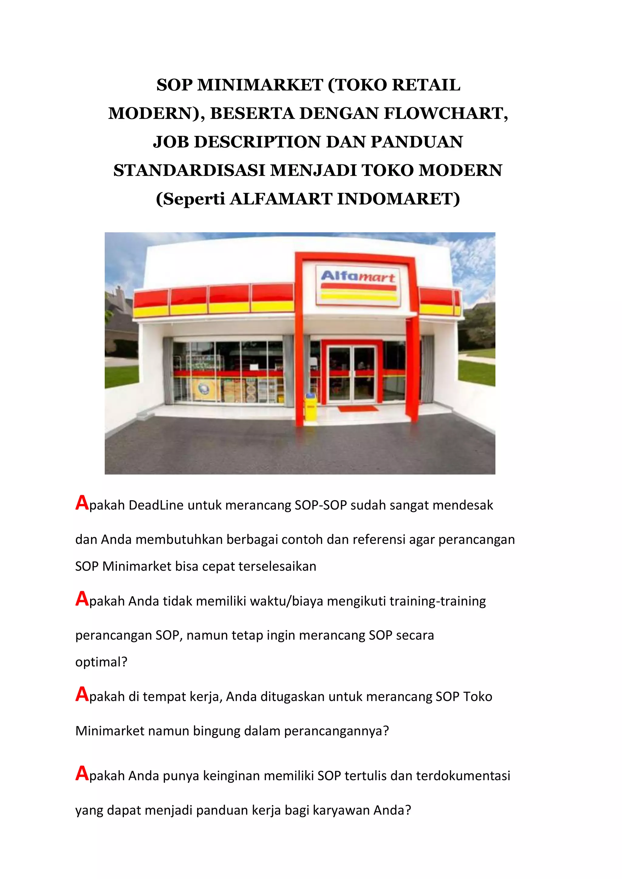 Sop minimarket toko modern alfamart indomaret | PDF