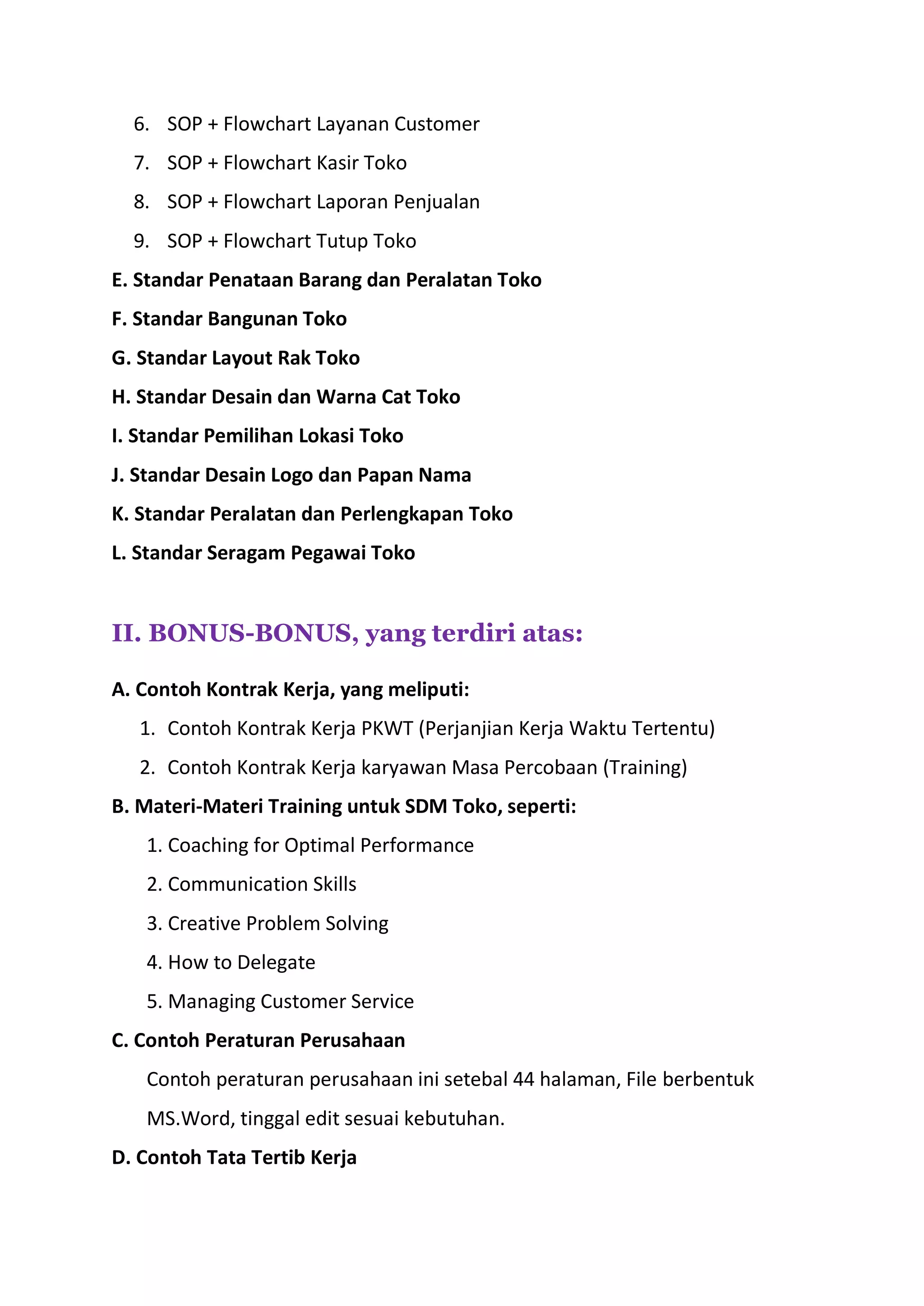 Sop minimarket toko modern alfamart indomaret | PDF