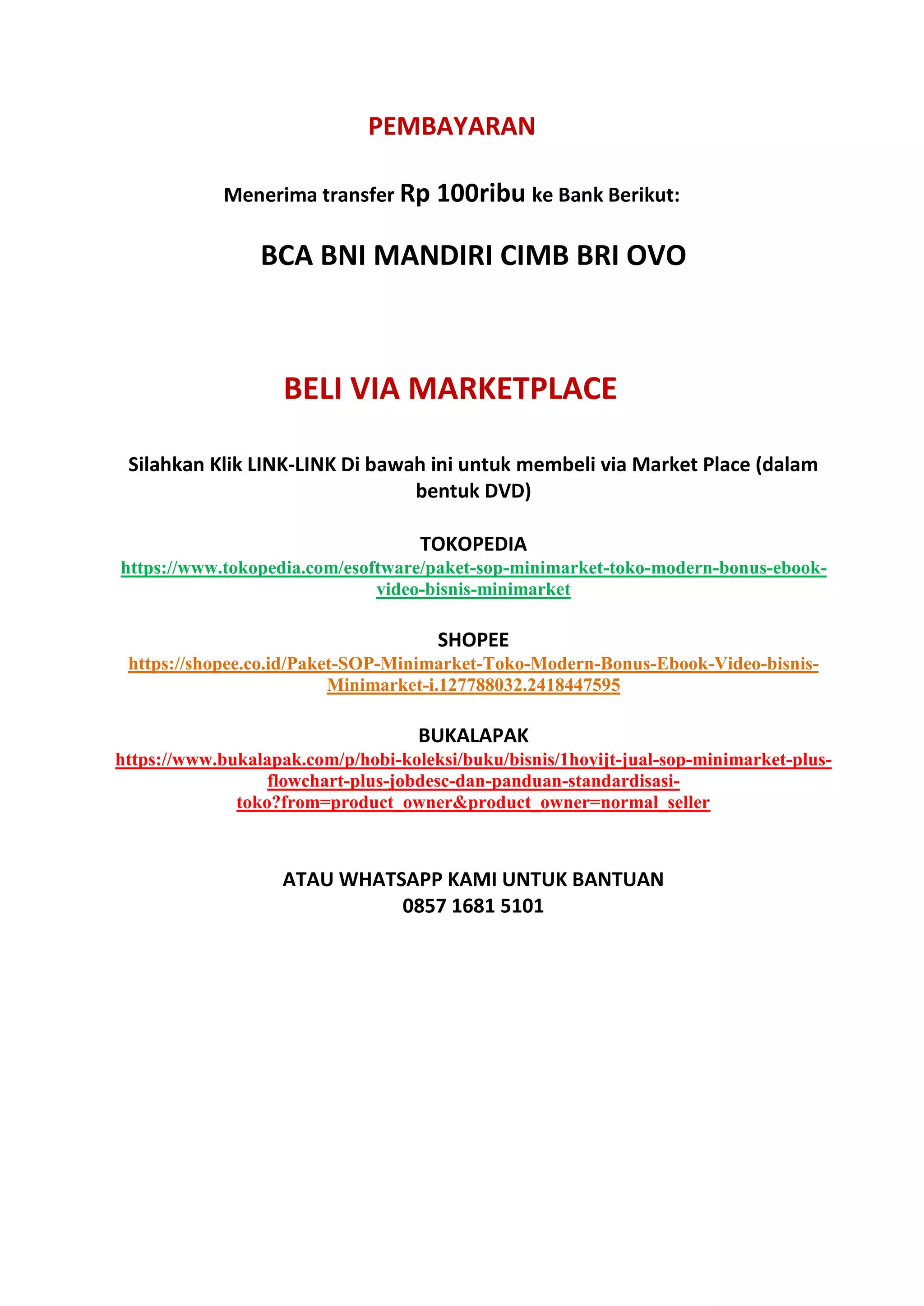 Sop minimarket toko modern alfamart indomaret | PDF