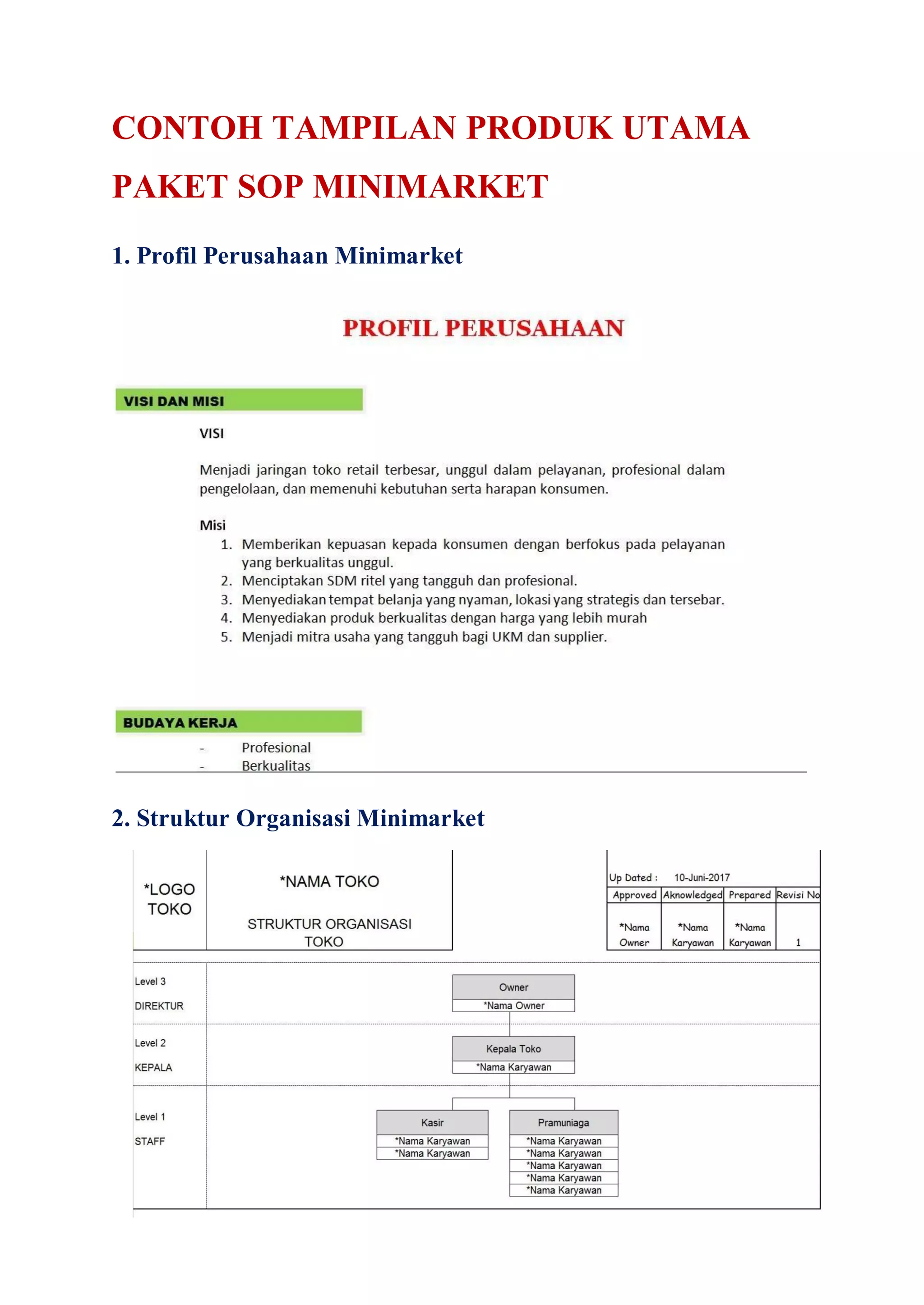 Sop minimarket toko modern alfamart indomaret | PDF