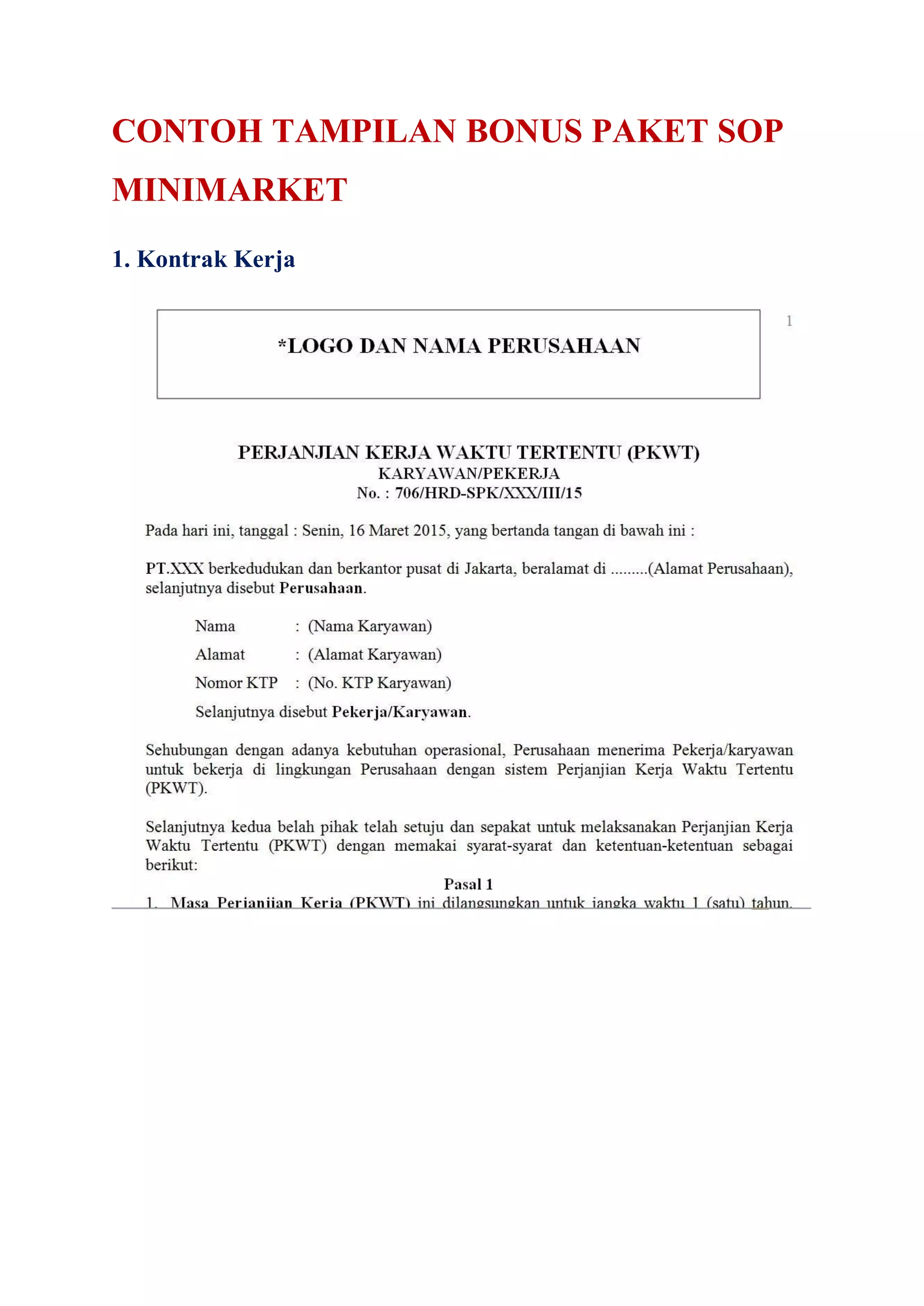 Sop minimarket toko modern alfamart indomaret | PDF