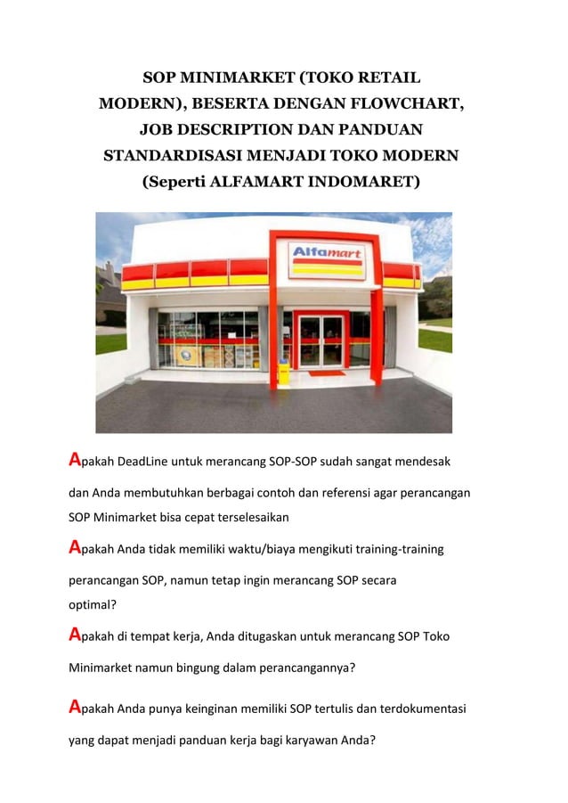 Sop minimarket toko modern alfamart indomaret | PDF