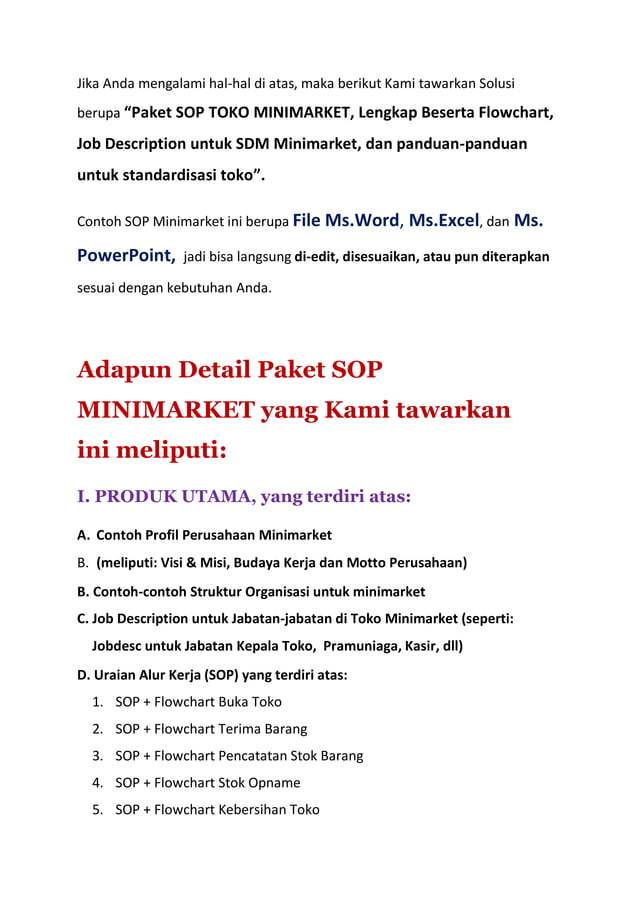 Sop minimarket toko modern alfamart indomaret | PDF