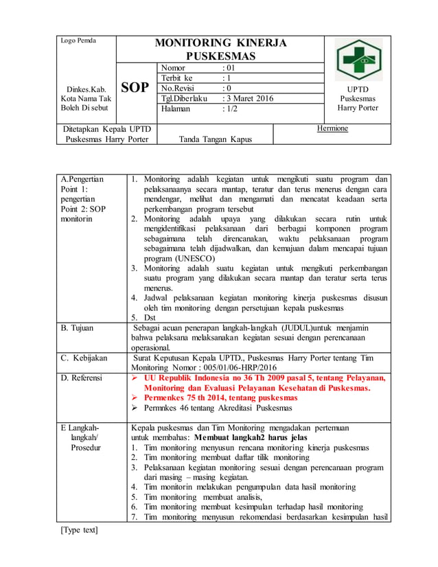 Sop monitoring | PDF