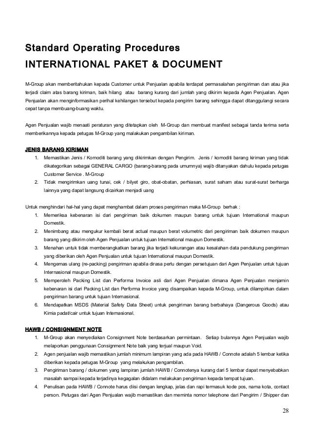 Example Standard Operating Procedure Sop Performatech