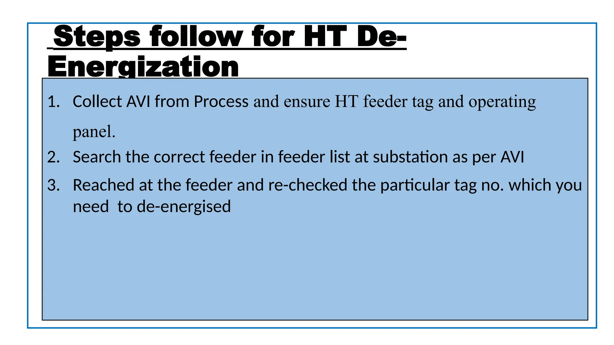 SOP OF ENERGISED AND DE-ENERGISED of electrical ht and lt panel | PPTX
