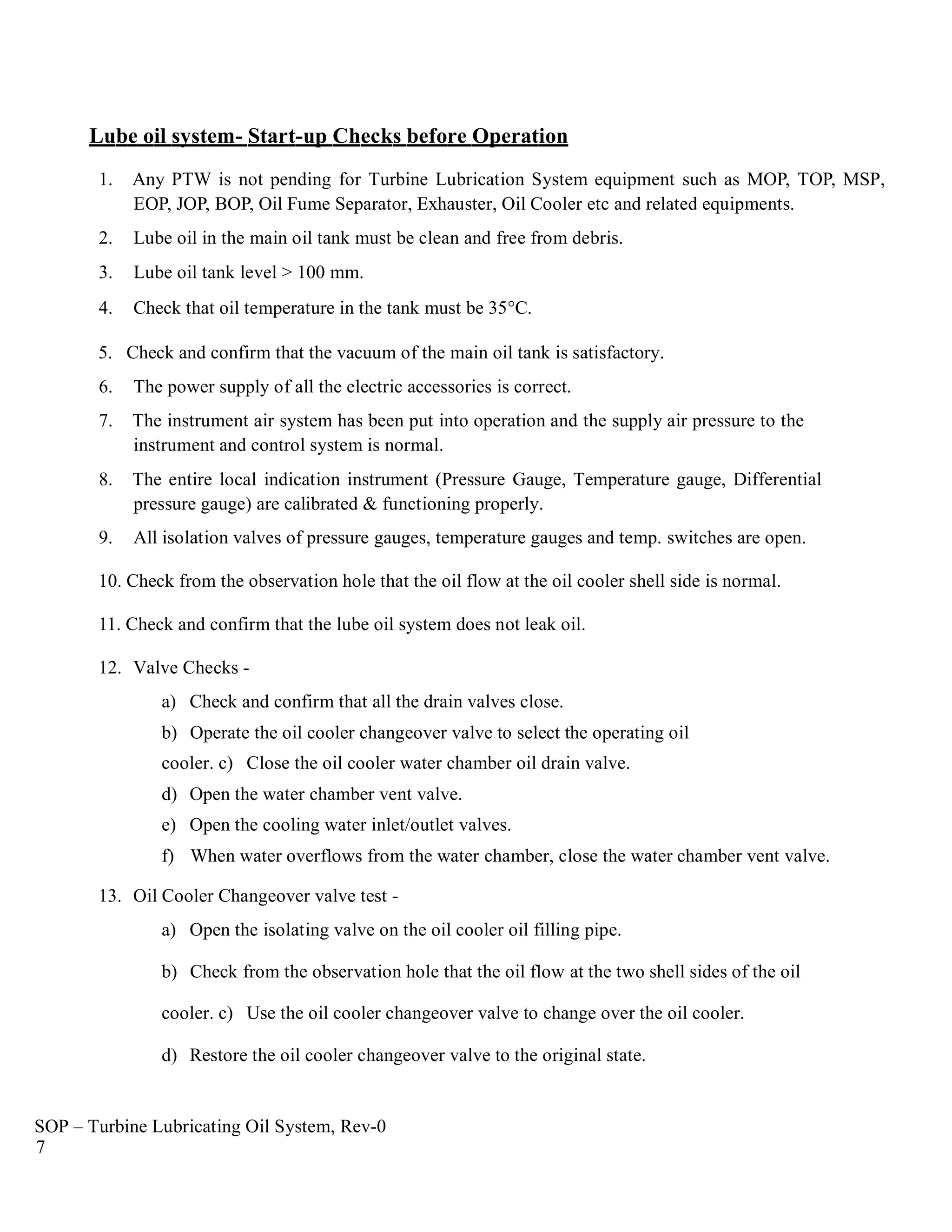 Sop of turbine lubrication oil system | DOC