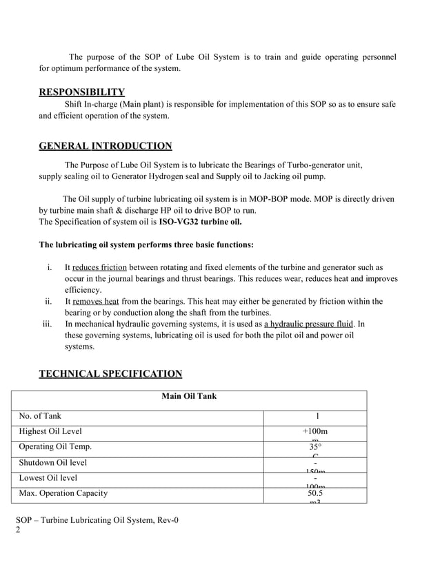 Sop of turbine lubrication oil system | DOC | Commercial Trucks | Auto ...