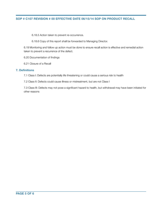 SOP For Product Recall | PDF | Recalls | Consumer Issues